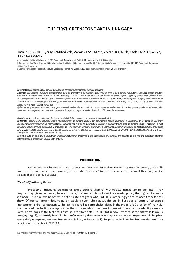 (PDF) The first greenstone axe in Hungary