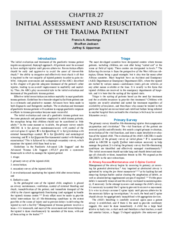 (PDF) Initial Assessment and Resuscitation of the Trauma Patient
