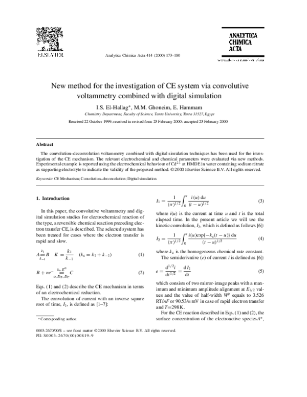 (PDF) New method for the investigation of CE system via convolutive voltammetry combined with ...