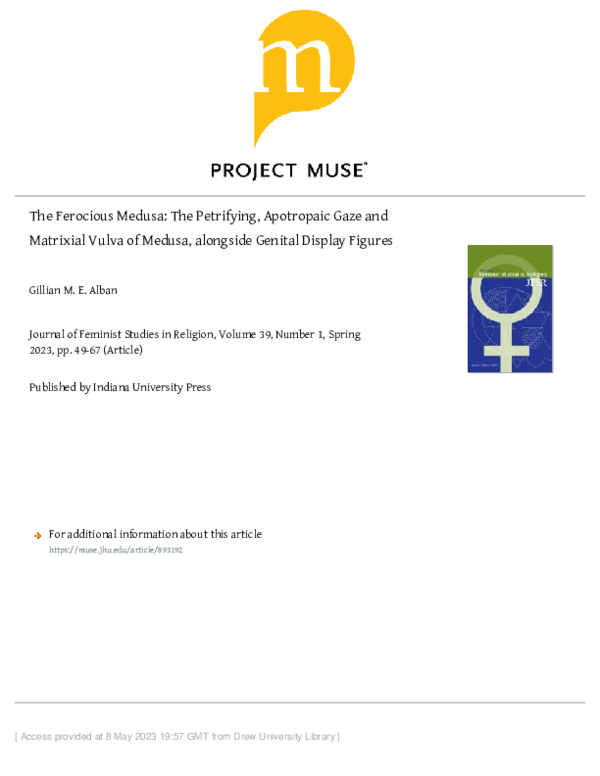 (PDF) THE FEROCIOUS MEDUSA The Petrifying, Apotropaic Gaze and ...