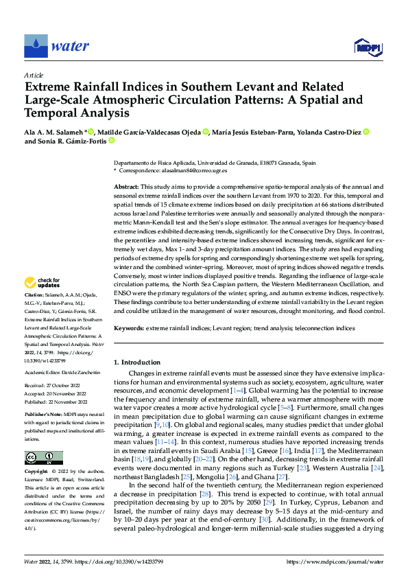 (PDF) Extreme Rainfall Indices in Southern Levant and Related Large ...