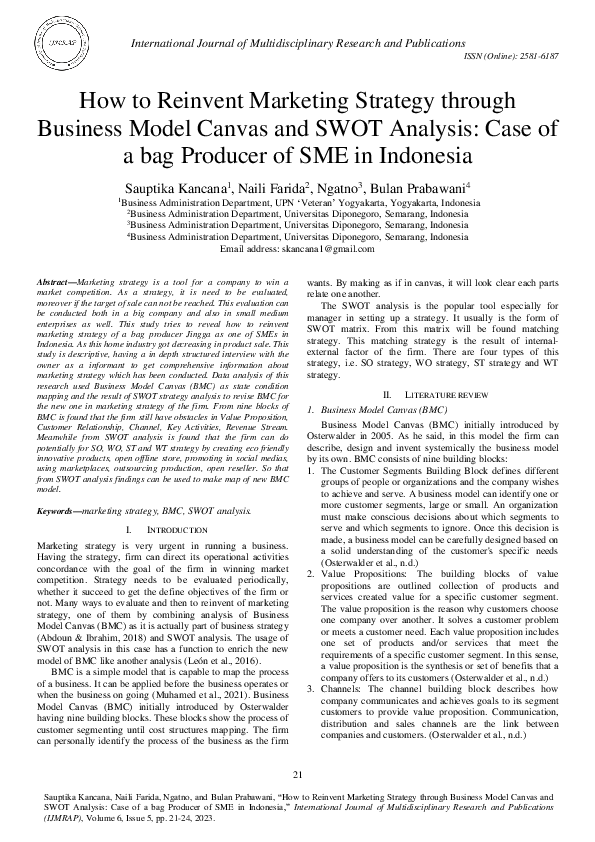 (PDF) How to Reinvent Marketing Strategy through Business Model Canvas ...
