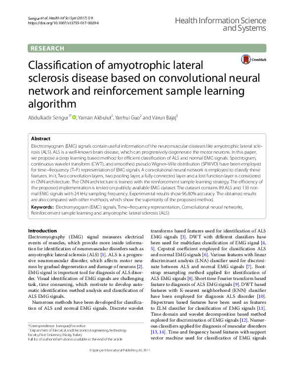 (PDF) ALS Classification via CNN and Reinforcement Learning