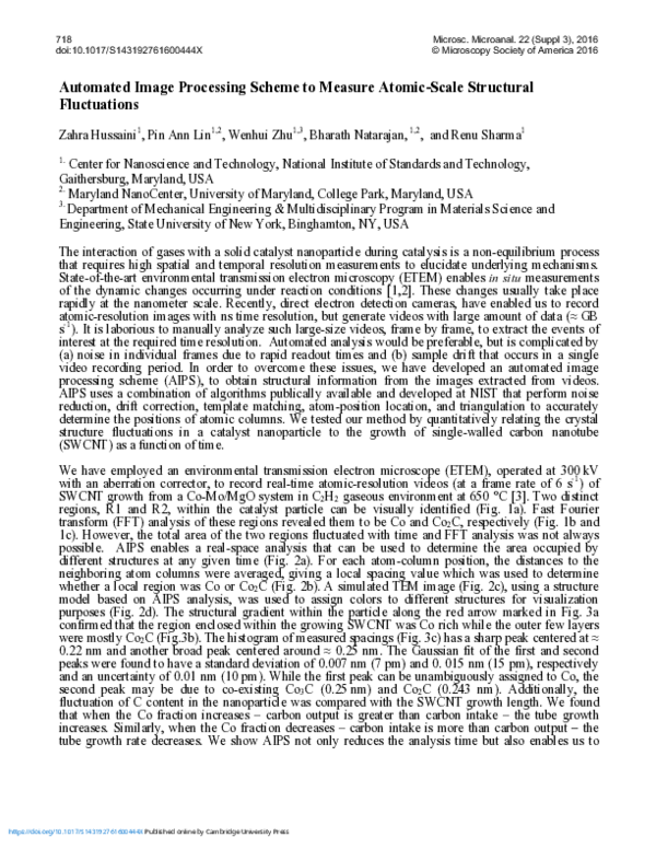 (PDF) Automated Image Processing Scheme to Measure Atomic-Scale Structural Fluctuations