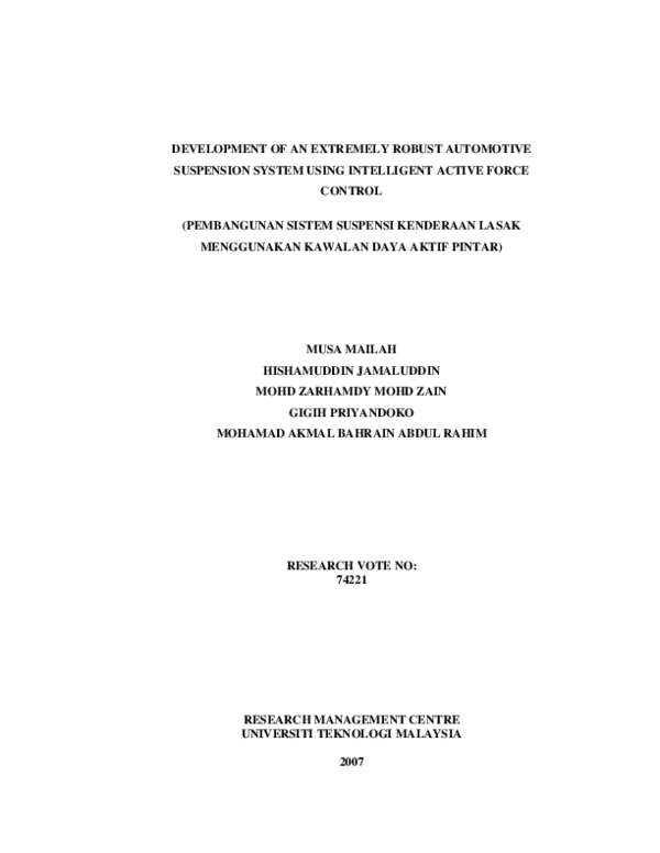 (PDF) Development of An Extremely Robust Automotive Suspension System ...
