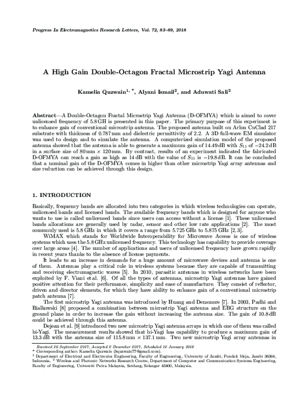 (PDF) A High Gain Double-Octagon Fractal Microstrip Yagi Antenna