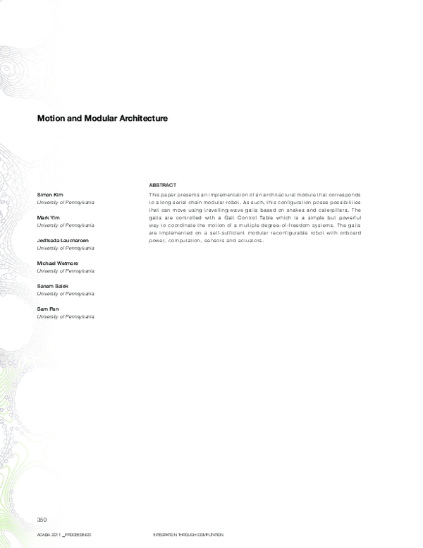(PDF) Motion and Modular Architecture | Mark Yim - Academia.edu