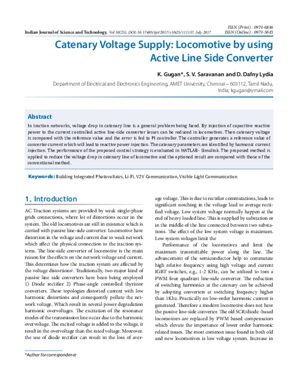 (PDF) Catenary Voltage Supply: Locomotive by using Active Line Side Converter