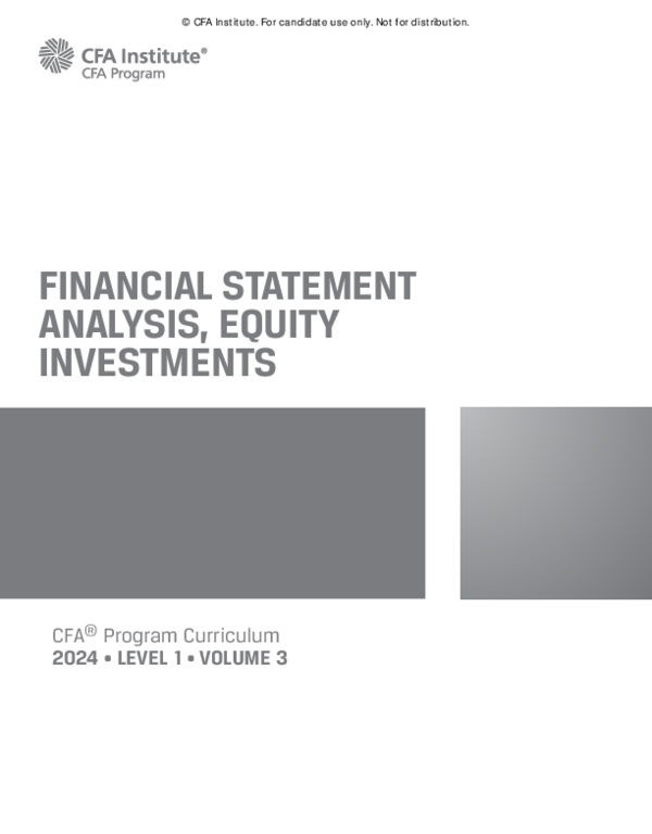 (PDF) FINANCIAL STATEMENT ANALYSIS, EQUITY INVESTMENTS CFA ® Program ...