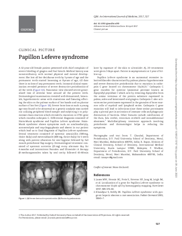(PDF) Papillon Lefevre syndrome