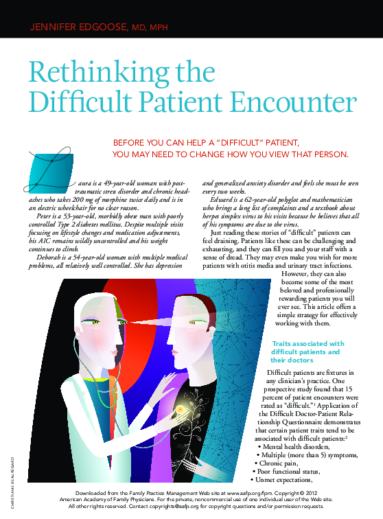 (PDF) Rethinking the difficult patient encounter