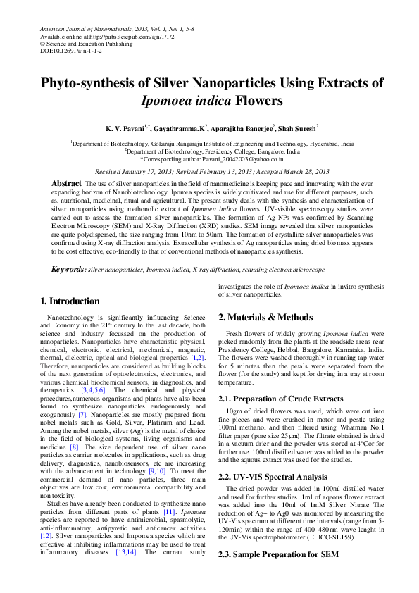 (PDF) Green synthesis of silver nanoparticles using plant extracts