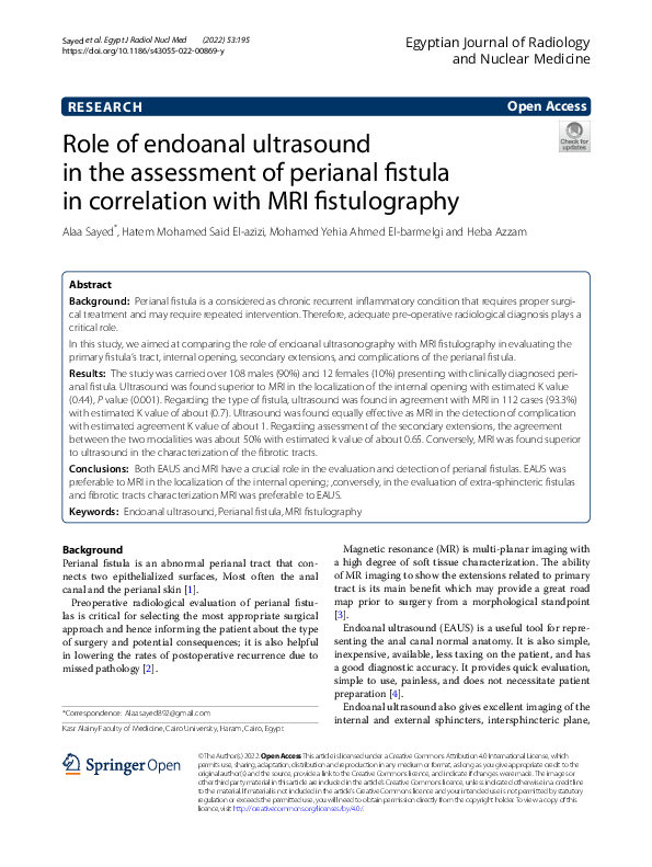 (PDF) Role of endoanal ultrasound in the assessment of perianal fistula ...