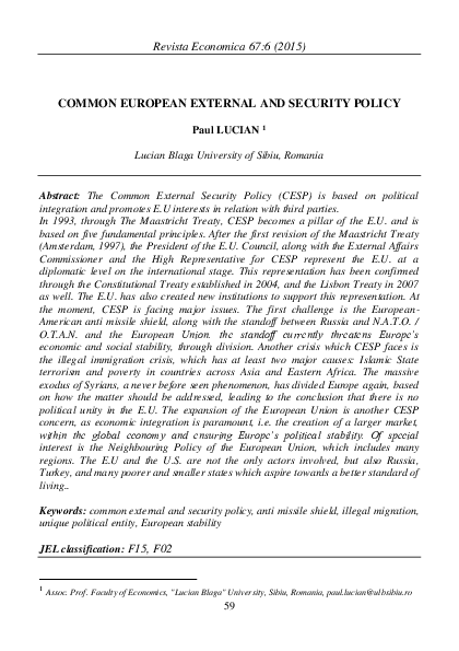 (PDF) Common European External And Security Policy
