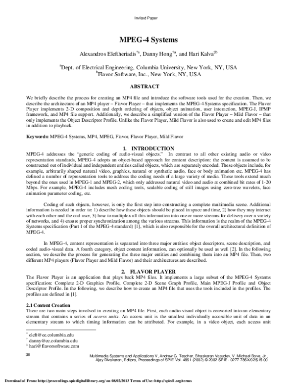 (PDF) MPEG-4 systems | Danny Hong - Academia.edu