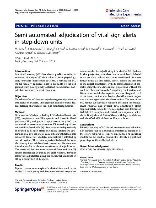 (PDF) Semi Automated Adjudication of Vital Sign Alerts in Step-Down ...