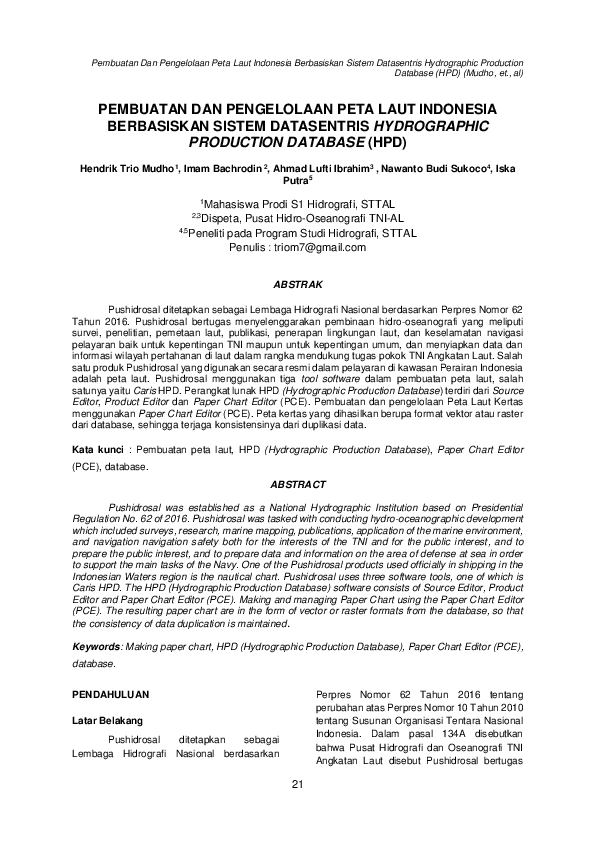 (PDF) Pembuatan dan Pengelolaan Peta Laut Indonesia Berbasiskan Sistem Datasentris Hydrographic ...