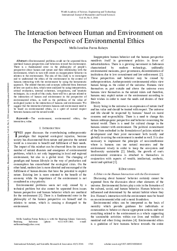 (PDF) The Interaction Between Human And Environment On The Perspective ...