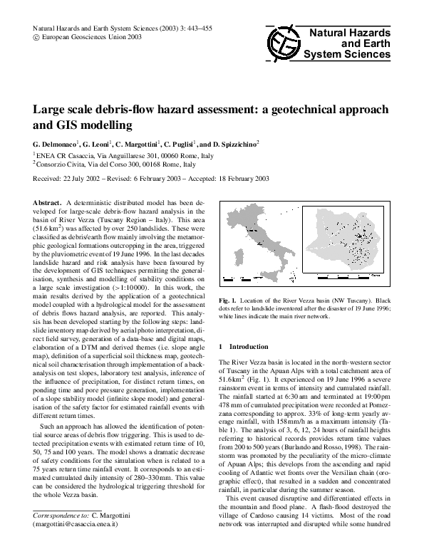 (PDF) Large scale debris-flow hazard assessment: a geotechnical ...