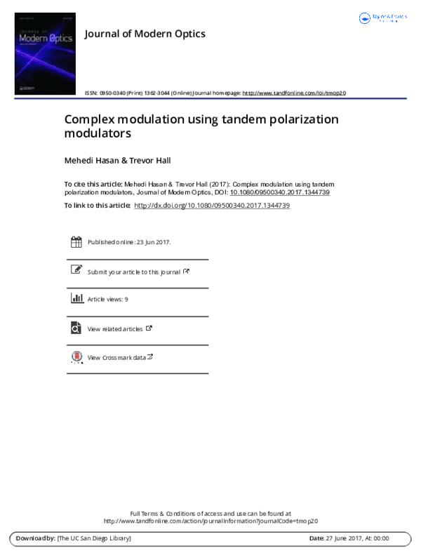 (PDF) Complex modulation using tandem polarization modulators