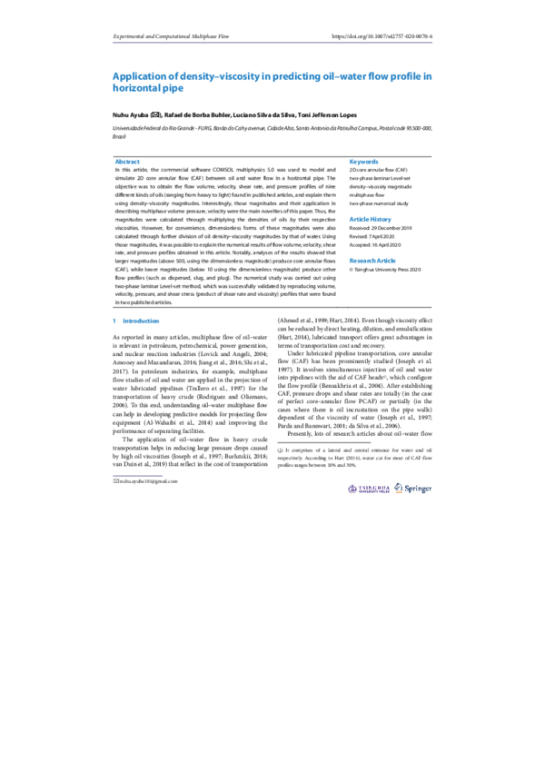 (PDF) Application of density-viscosity in predicting oil-water flow ...