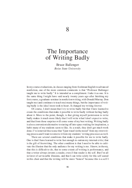 (PDF) The Importance of Writing Badly