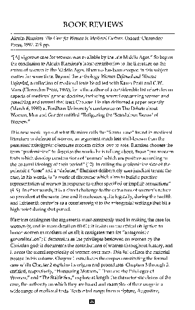 (PDF) Alcuin Blamires, The Case for Women in Medieval Culture ...
