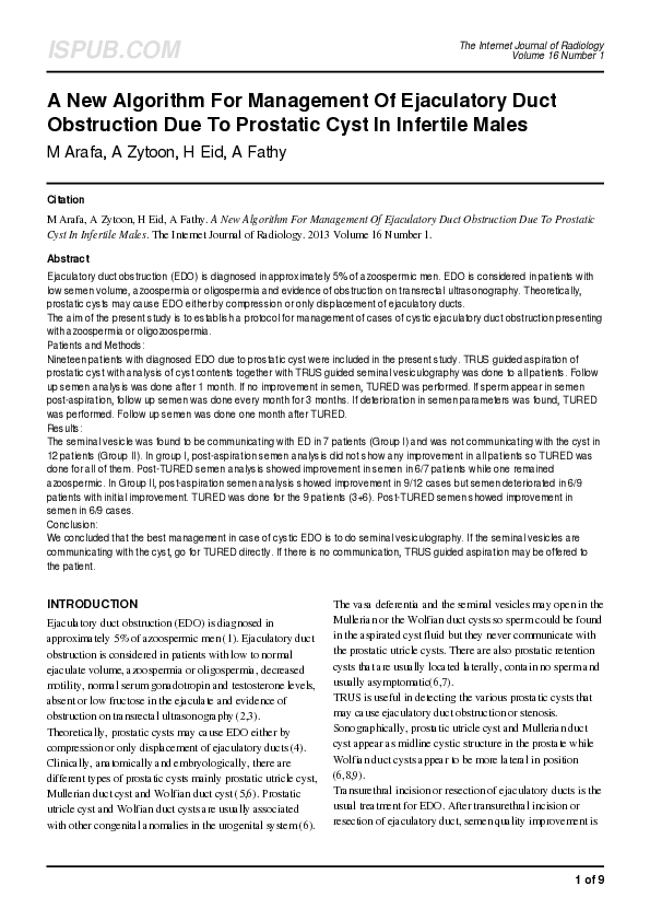 (PDF) A New Algorithm For Management Of Ejaculatory Duct Obstruction ...