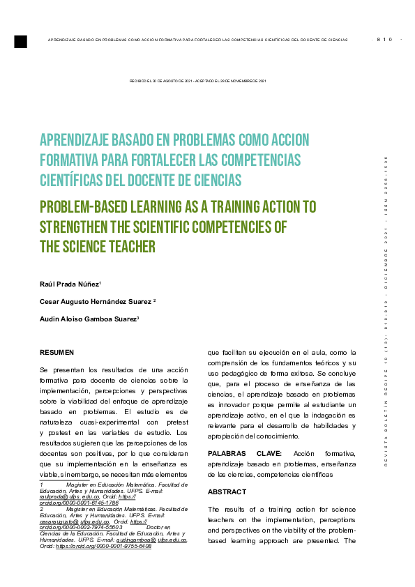 (PDF) Aprendizaje basado en problemas como acción formativa para fortalecer las competencias ...