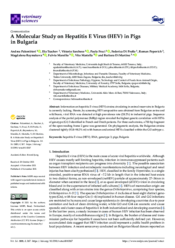 (PDF) A Molecular Study on Hepatitis E Virus (HEV) in Pigs in Bulgaria
