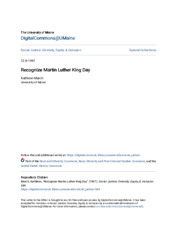 (PDF) Recognize Martin Luther King Day