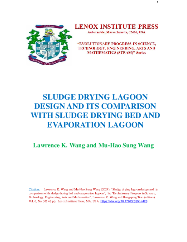 (PDF) SLUDGE DRYING LAGOON DESIGN AND ITS COMPARISON WITH SLUDGE DRYING ...