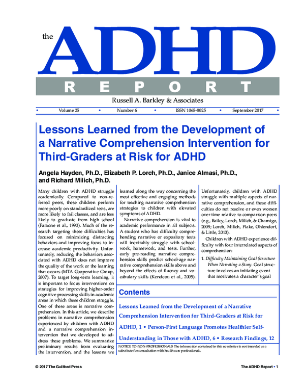 (PDF) Lessons Learned from the Development of a Narrative Comprehension ...