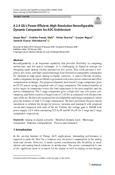 (PDF) A 2.4-GS/s Power-Efficient, High-Resolution Reconfigurable Dynamic Comparator for ADC ...