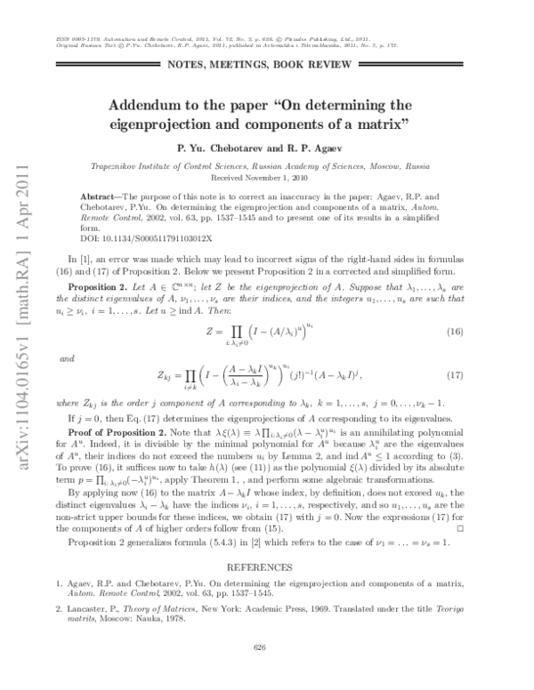 (PDF) Addendum to the paper