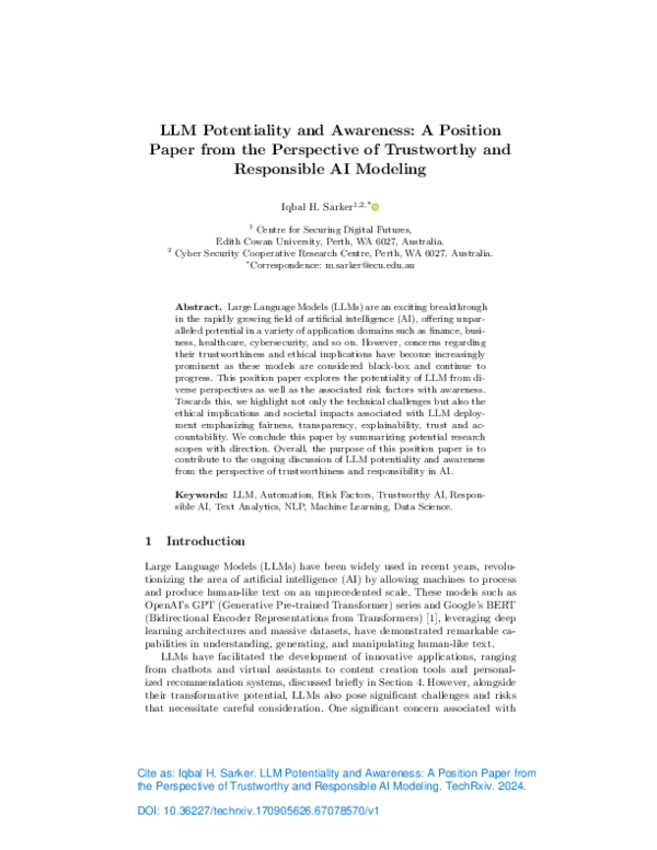 (PDF) LLM Potentiality and Awareness: A Position Paper from the ...