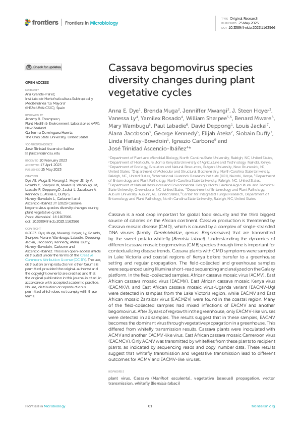 (PDF) Cassava begomovirus species diversity changes during plant ...