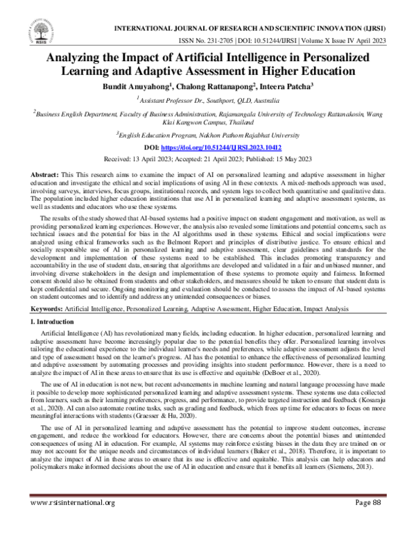 (PDF) Analyzing the Impact of Artificial Intelligence in Personalized ...