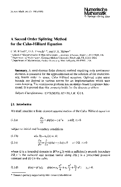 (PDF) A second order splitting method for the Cahn-Hilliard equation | Fabio Milner - Academia.edu
