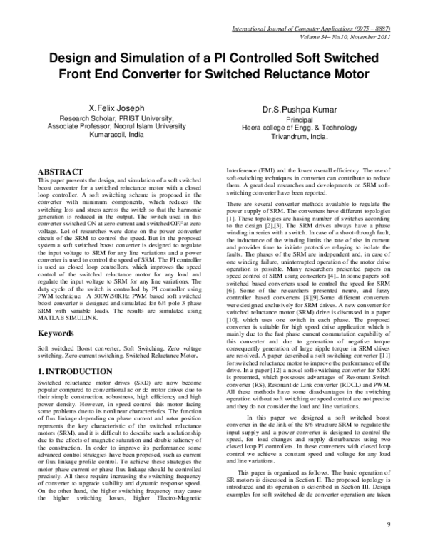 (PDF) Design and Simulation of a PI Controlled Soft Switched Front End Converter for Switched ...