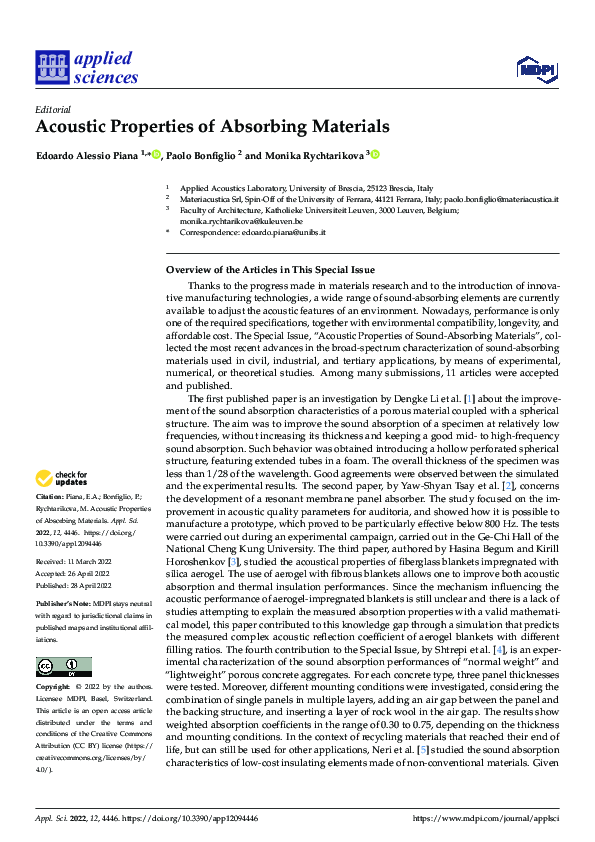 (PDF) Acoustic Properties of Absorbing Materials