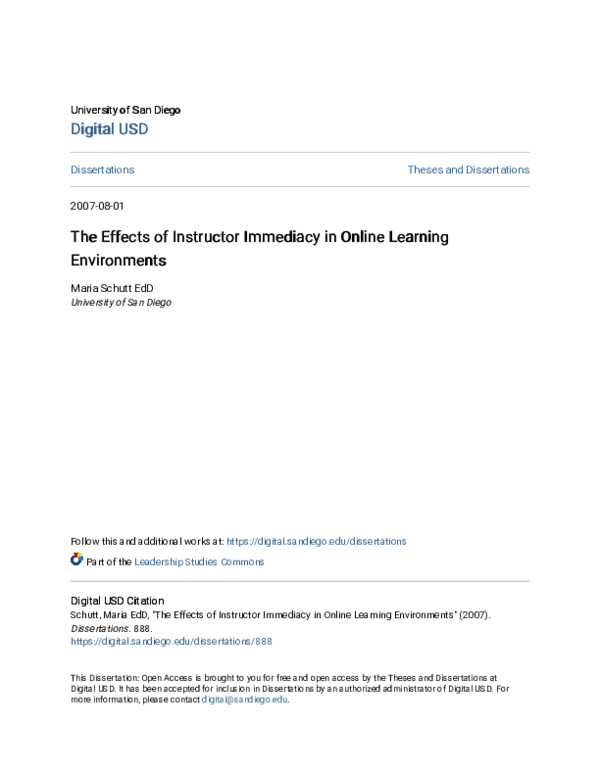(PDF) The Effects of Instructor Immediacy in Online Learning Environments
