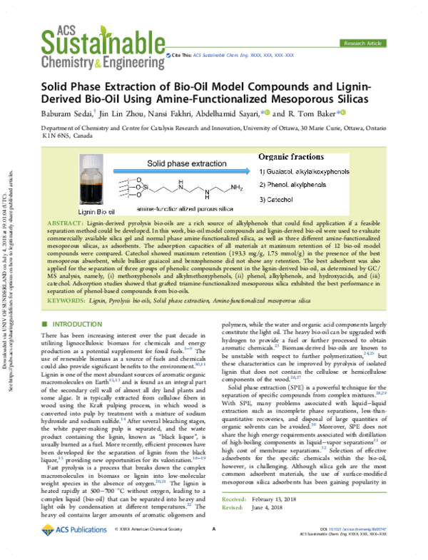 (PDF) Solid Phase Extraction of Bio-Oil Model Compounds and Lignin-Derived Bio-Oil Using Amine ...