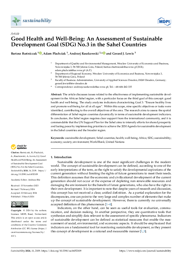 (PDF) Good Health and Well-Being: An Assessment of Sustainable ...