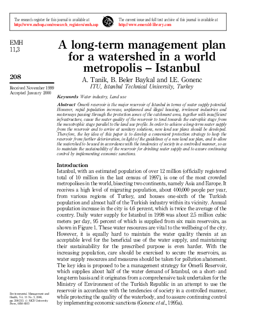 (PDF) A long‐term management plan for a watershed in a world metropolis ...