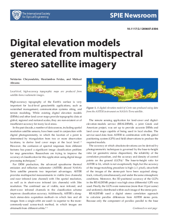 (PDF) Digital elevation models generated from multispectral stereo ...