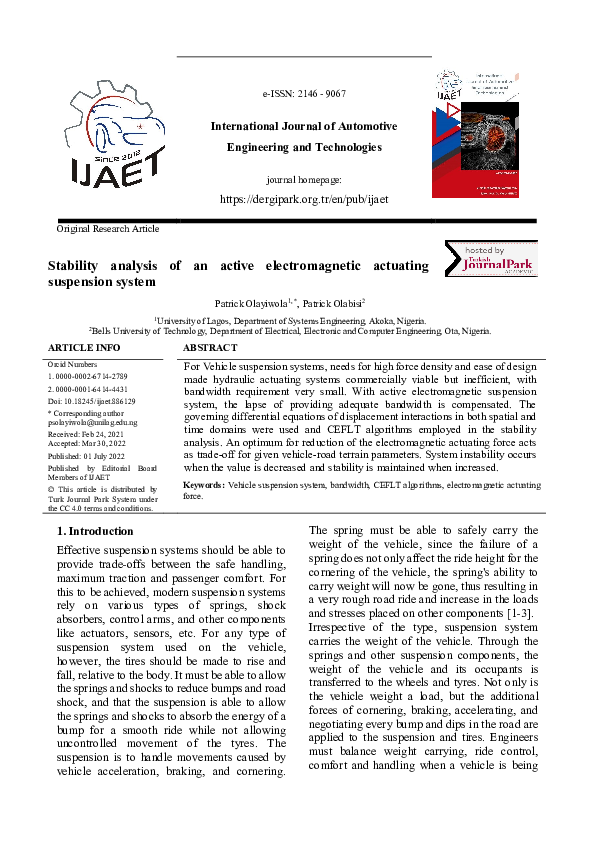 (PDF) Stability analysis of an active electromagnetic actuating ...