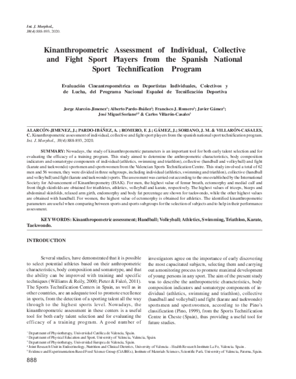 (PDF) Kinanthropometric Assessment of Individual, Collective and Fight ...