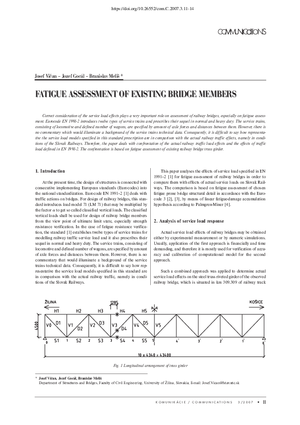 (PDF) Fatigue Assessment of Existing Bridge Members