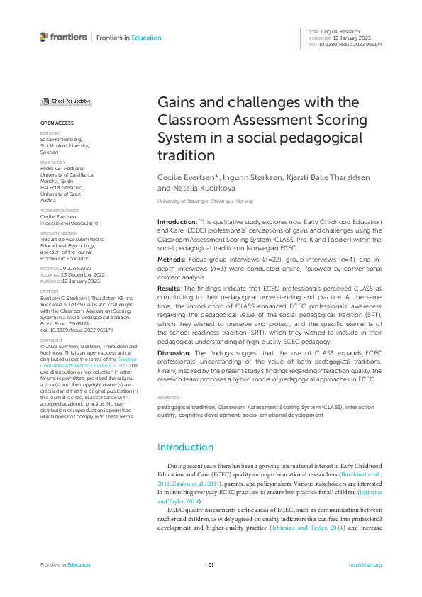 (PDF) Gains and challenges with the Classroom Assessment Scoring System ...